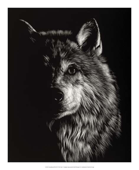 Scratchboard Wolf III - Picture This Wall Art